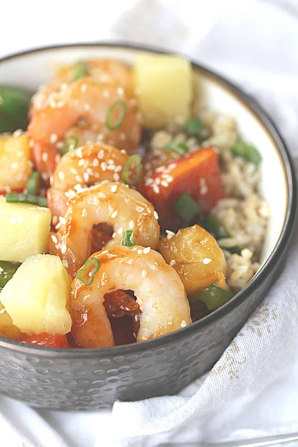 Easy Hawaiian Shrimp Rice Bowl - The Farm Girl Gabs®