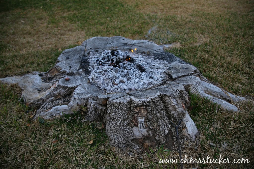 DIY Tree Stump Fire Pit Tutorial