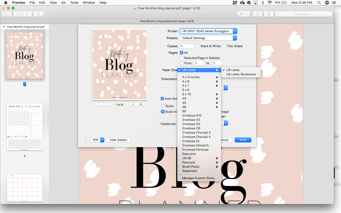 how-to-print-your-monthly-blog-planner-without-margins-on-a-mac