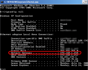 192.168.l.254 ip default gateway – 192.168.1.254 Router IP