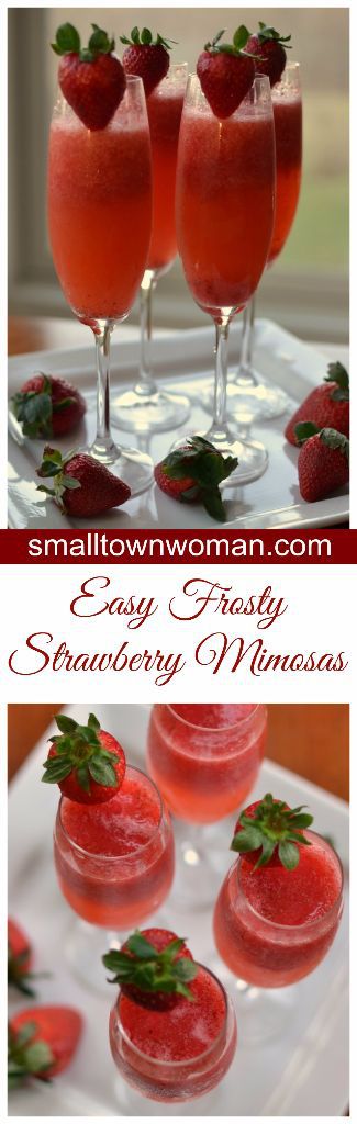 Easy Frosty Strawberry Mimosas | Small Town Woman
