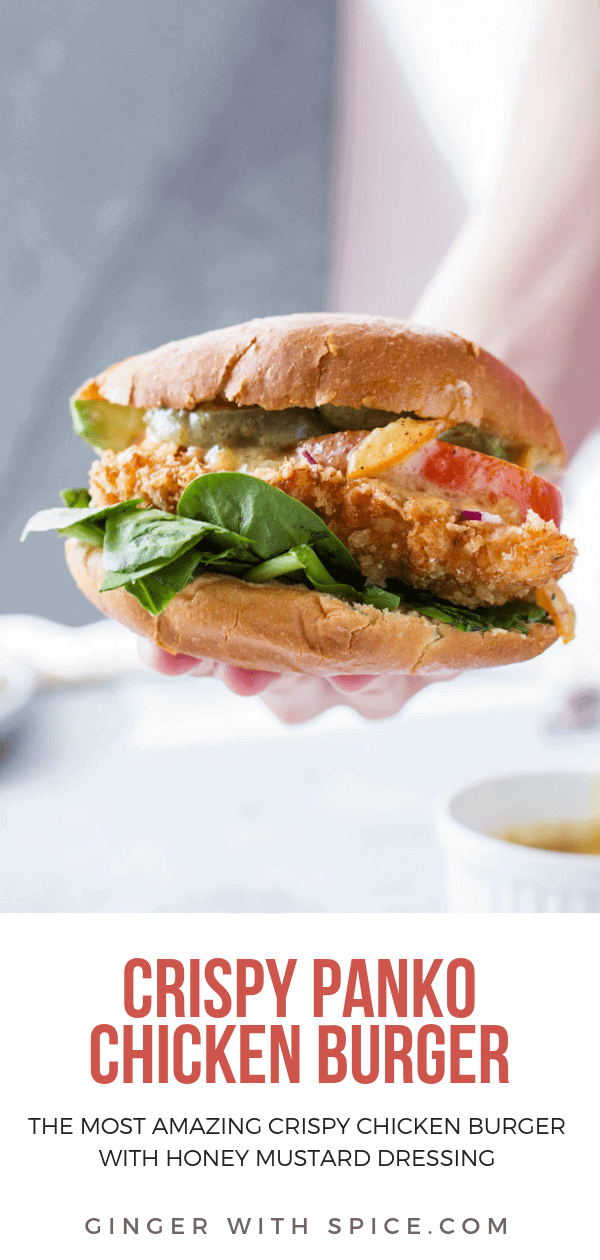 Crispy Panko Chicken Burger with Honey Mustard - Ginger with Spice
