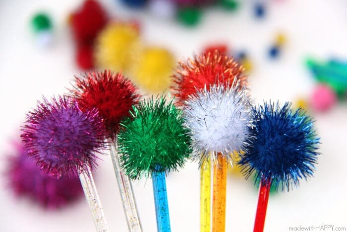 DIY Pom Pom Drink Sticks - Made with HAPPY