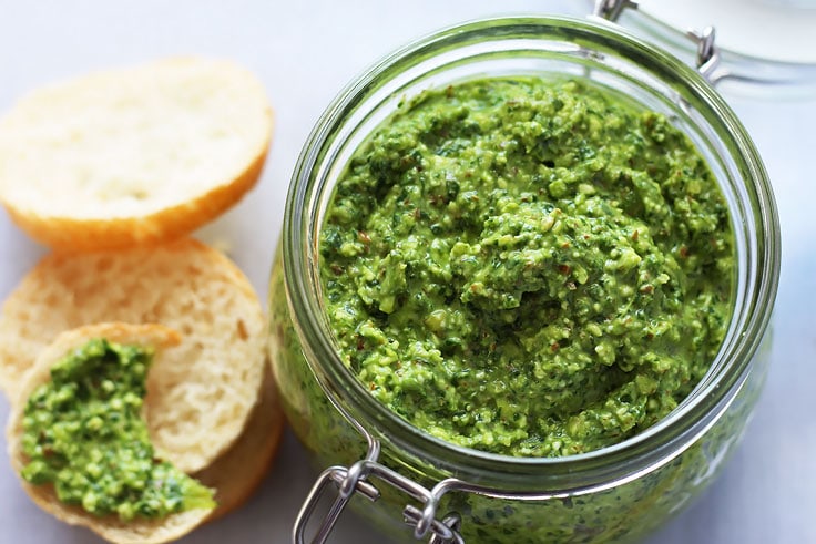 Spinach Pesto with Almonds and Feta Recipe » LeelaLicious