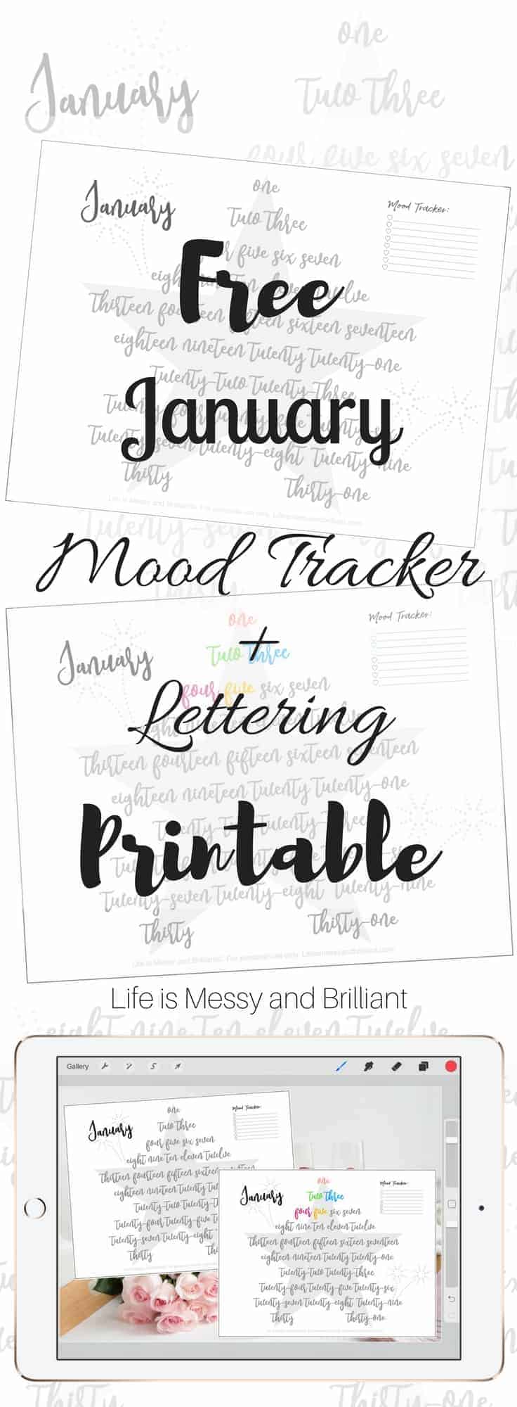 FREE January Mood Tracker and Lettering Printable