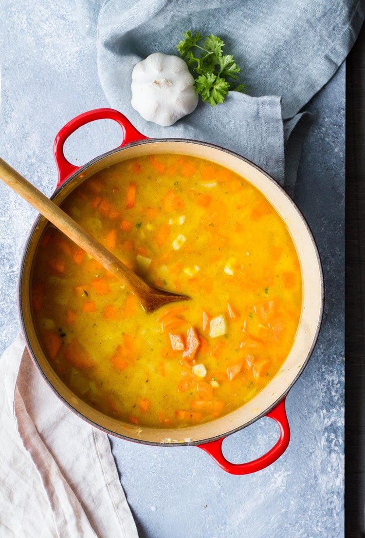 Curry Coconut Carrot Soup with Ginger Cream (Vegan) - Ginger with Spice