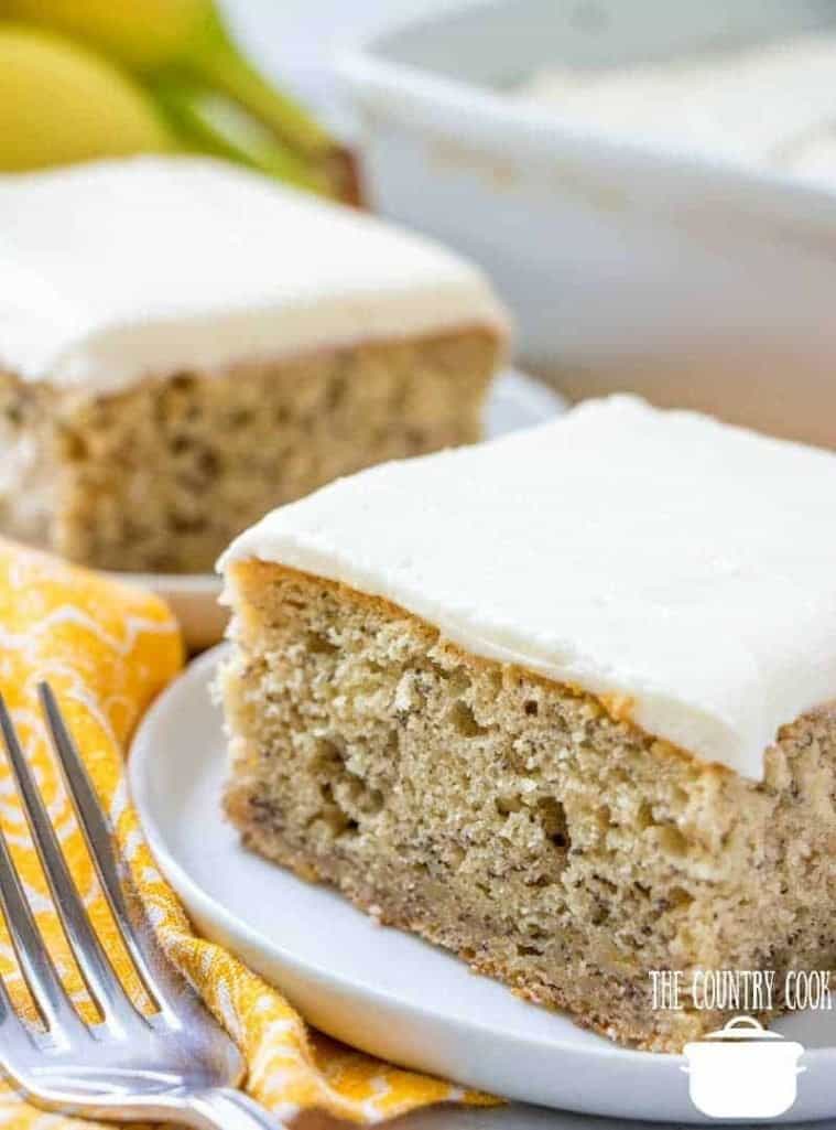 Homemade Banana Cake with Vanilla Frosting - The Country Cook