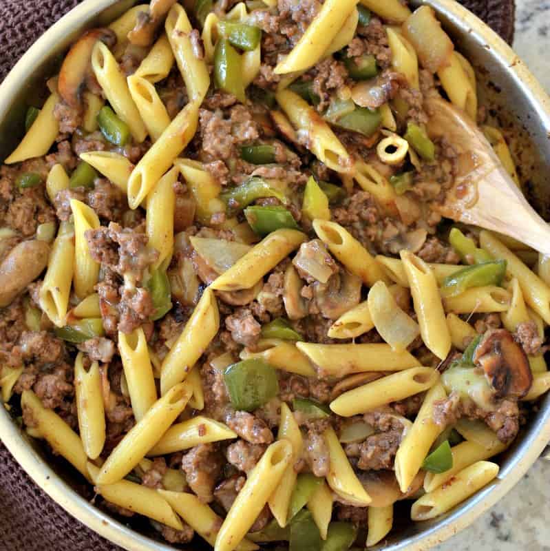 Philly Cheesesteak Pasta | Small Town Woman