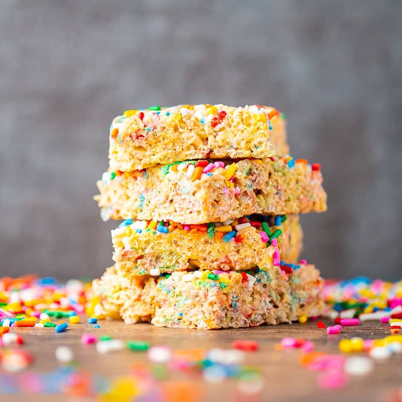 Birthday Cake Rice Krispie Treats - Basil And Bubbly