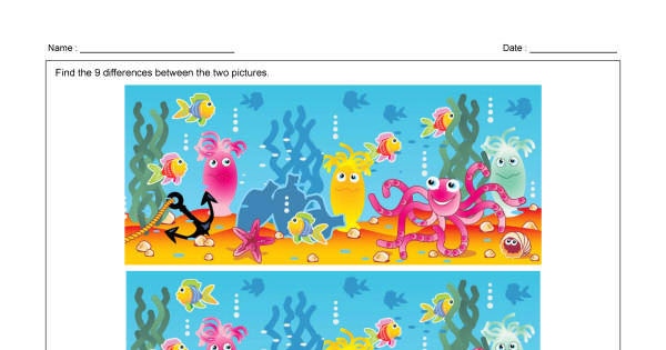 Under the Sea 2 – Spot the Differences – Animaplates