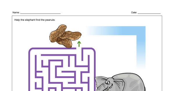 Elephant and Peanuts Maze – Maze – Animaplates