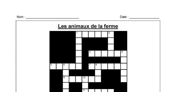 Animaux de la ferme – Mots croisés – Animassiettes
