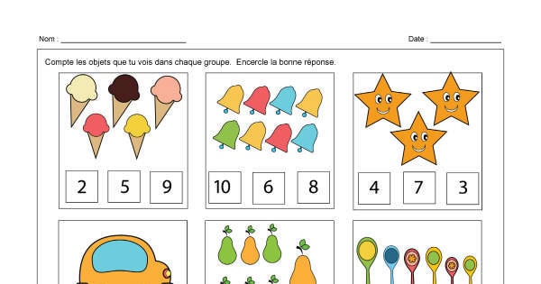 Compte les objets 9 – Mathématiques – Animassiettes