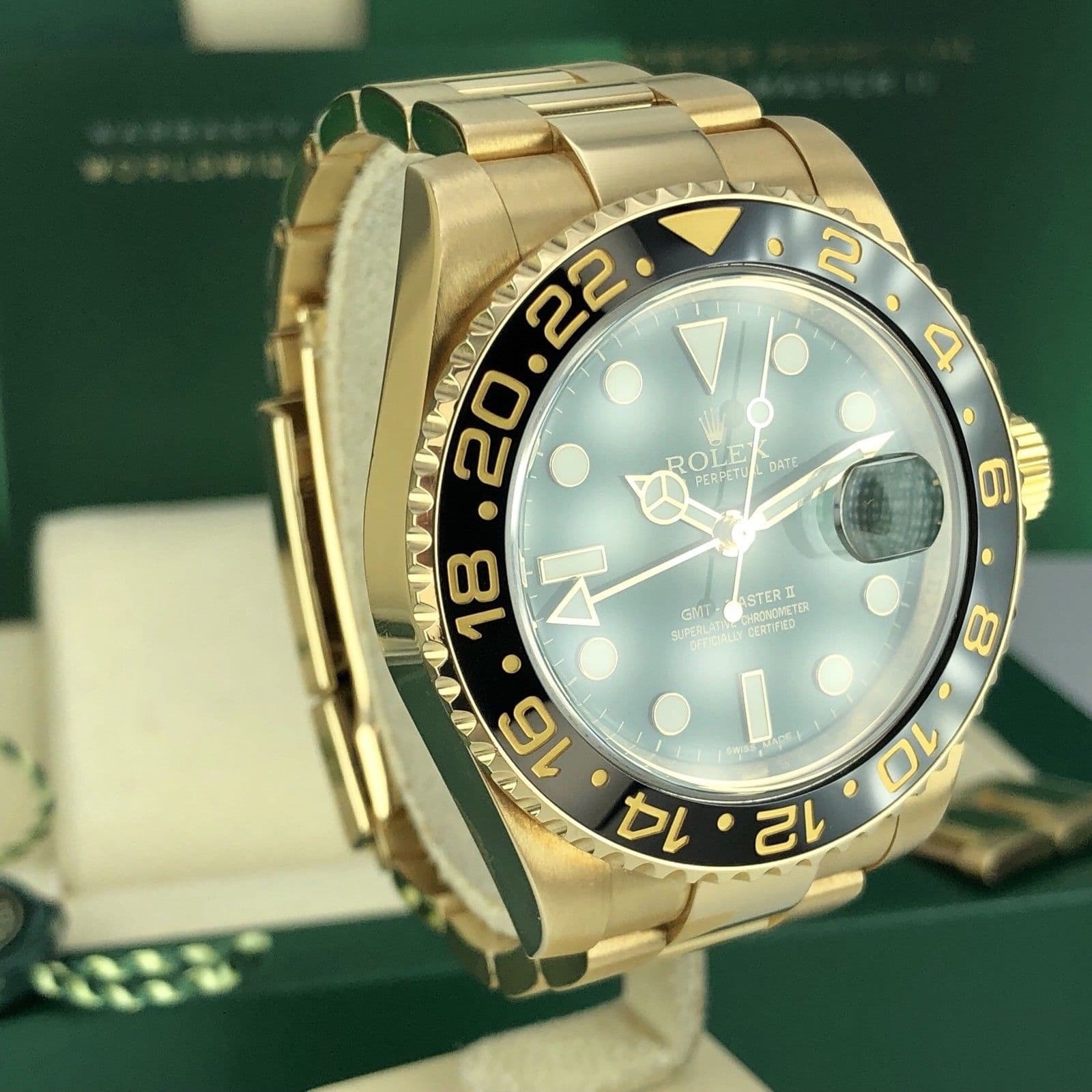 2018 Rolex 116718 LN GMT Master II Solid 18k Green Dial Box And card ...