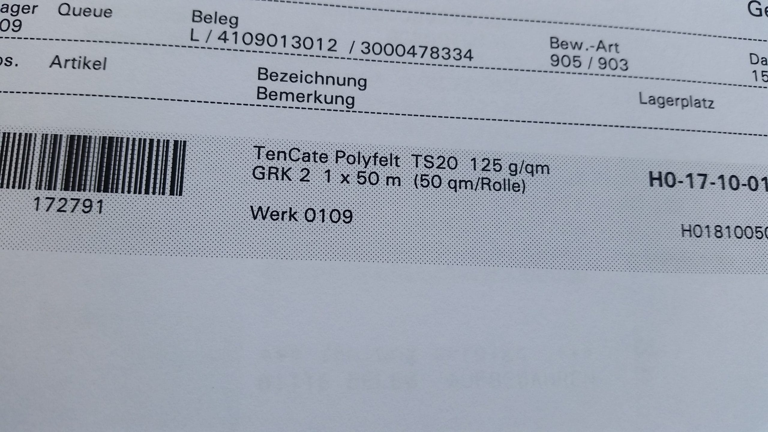 Trenn- und Filtervliesstoff TenCate Polyfelt TS20 48m² auf restado kaufen