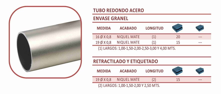 Tubo redondo cromado y latonado de acero - Bricotubo