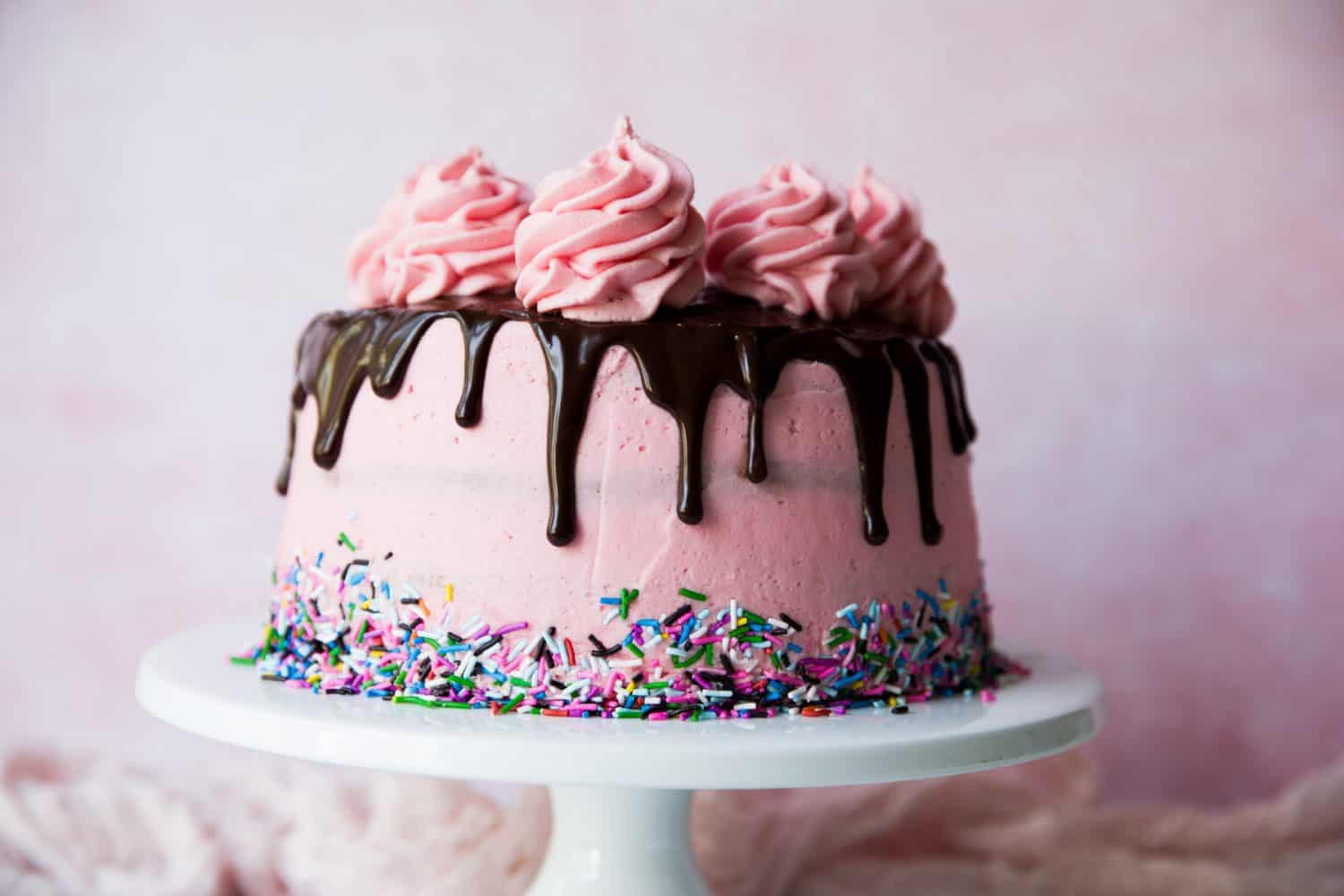 How To Make A Strawberry Drip Cake | Amy Treasure