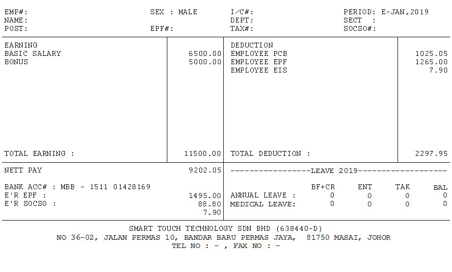 Payslip Sample | Master of Template Document