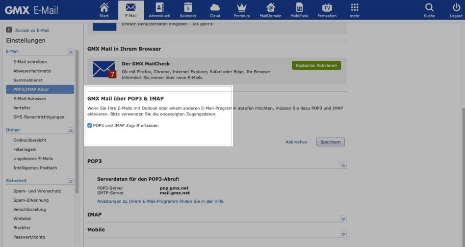 GMX IMAP am iPhone oder iPad einrichten