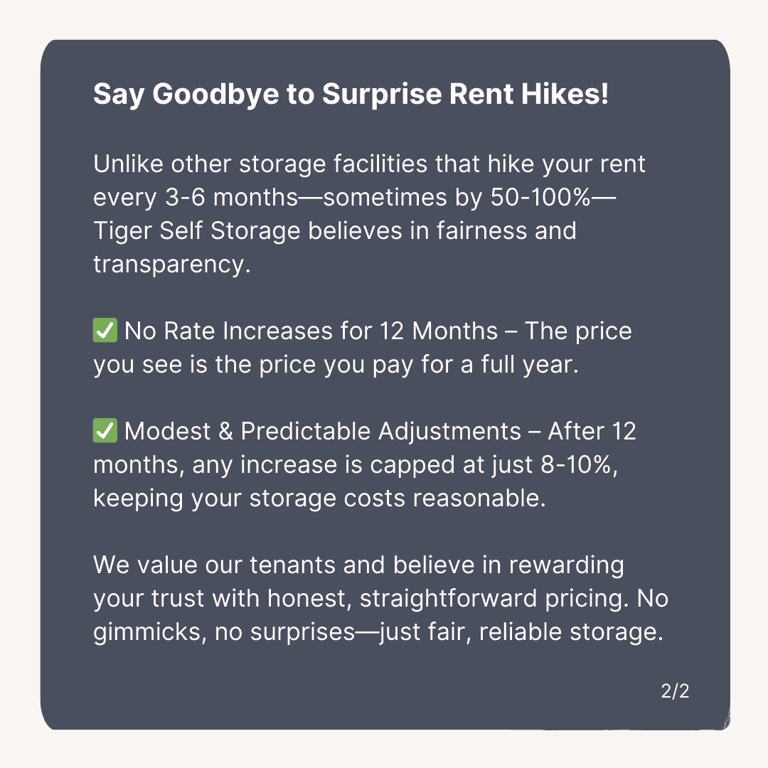 Storage Unit Rates and Availability