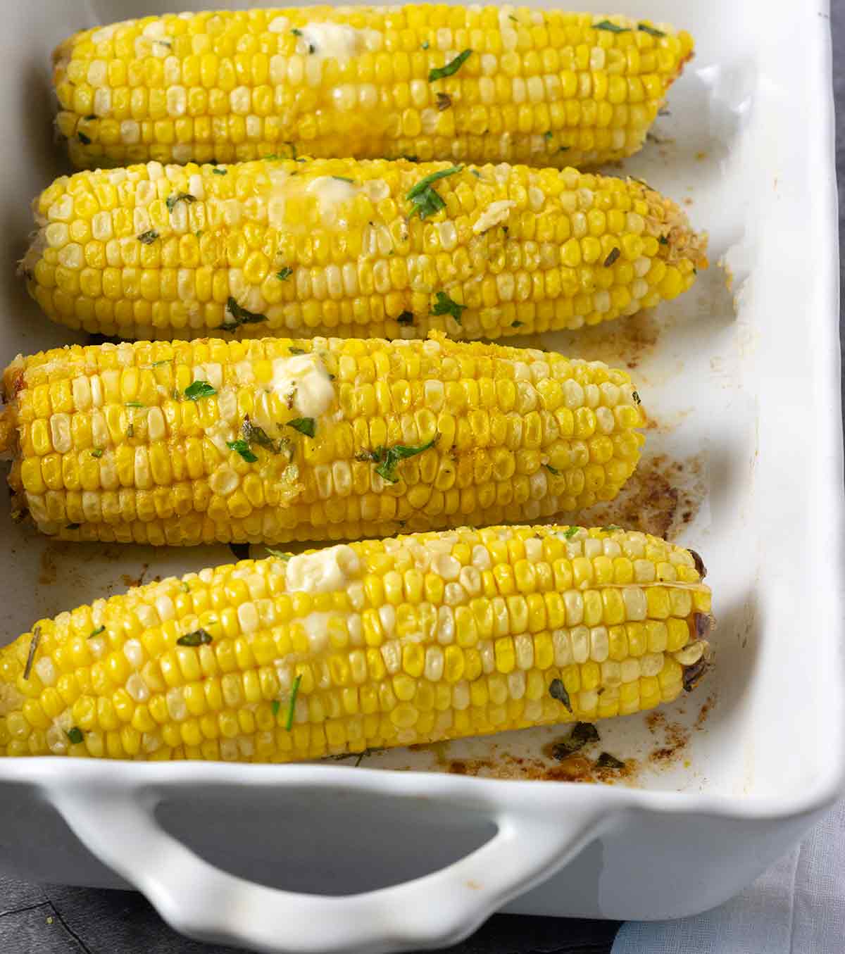 Vegan Baked Corn With Herb Butter - Healthier Steps