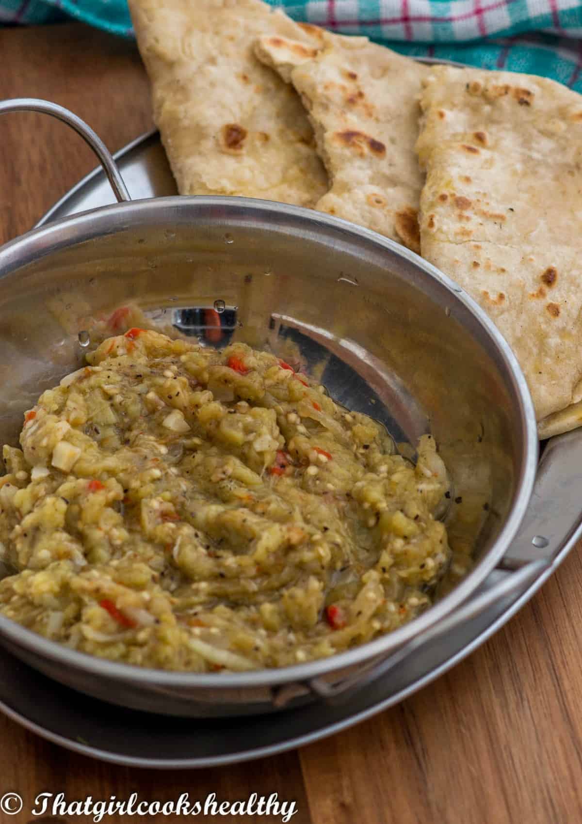 Baigan Choka (Roasted Eggplant Dip) - That Girl Cooks Healthy