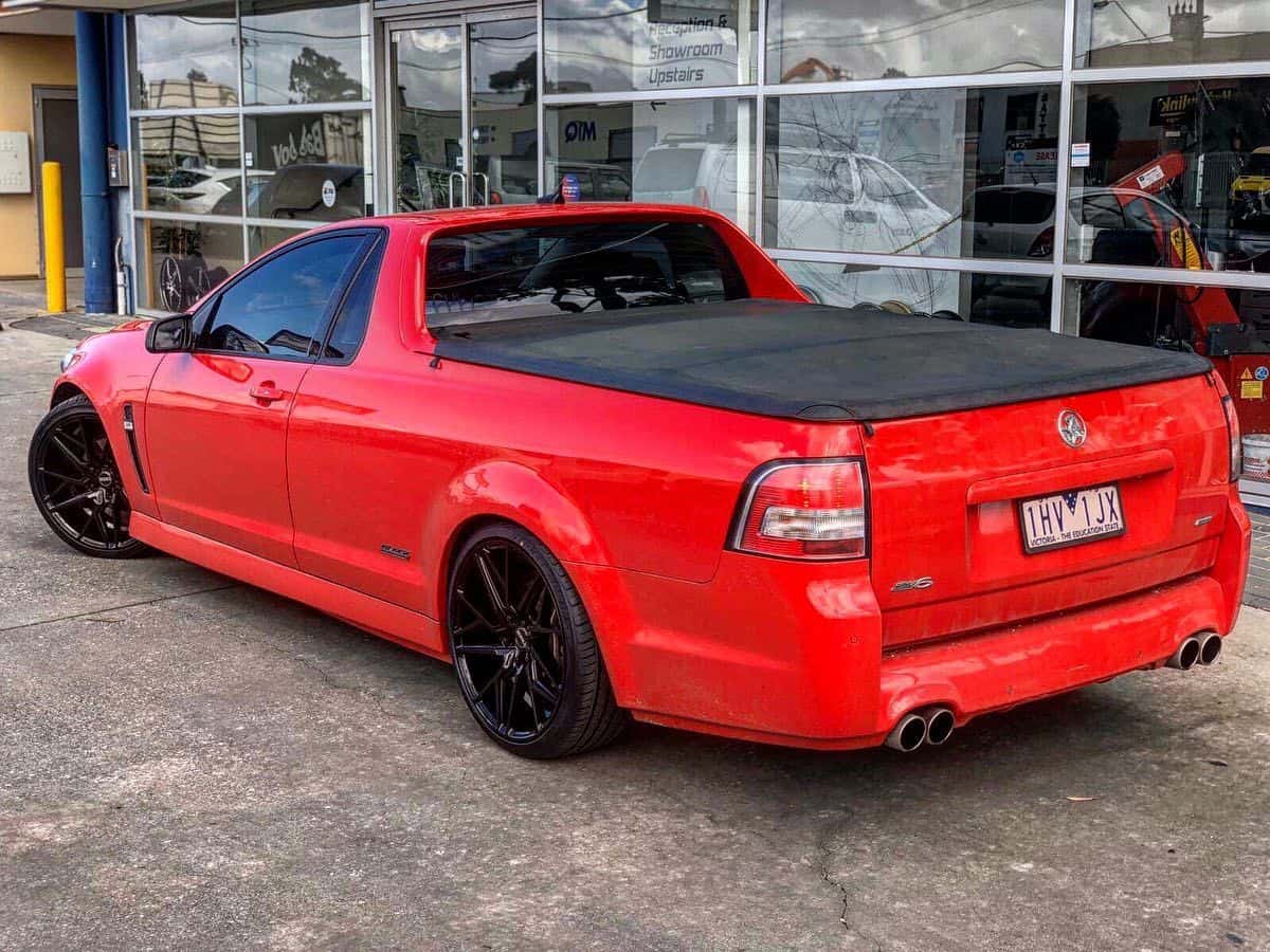 Holden Commodore VF SV6 Ute Red with Hussla Jacques Aftermarket Wheels ...