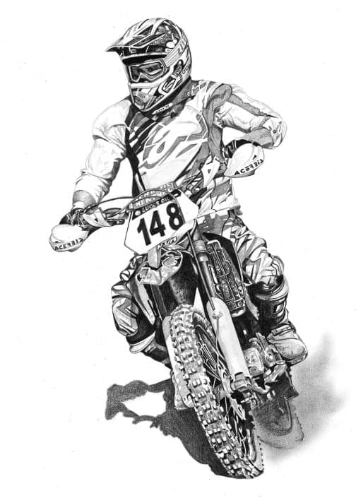 Motorbike Drawings by Angela of Pencil Sketch Portraits