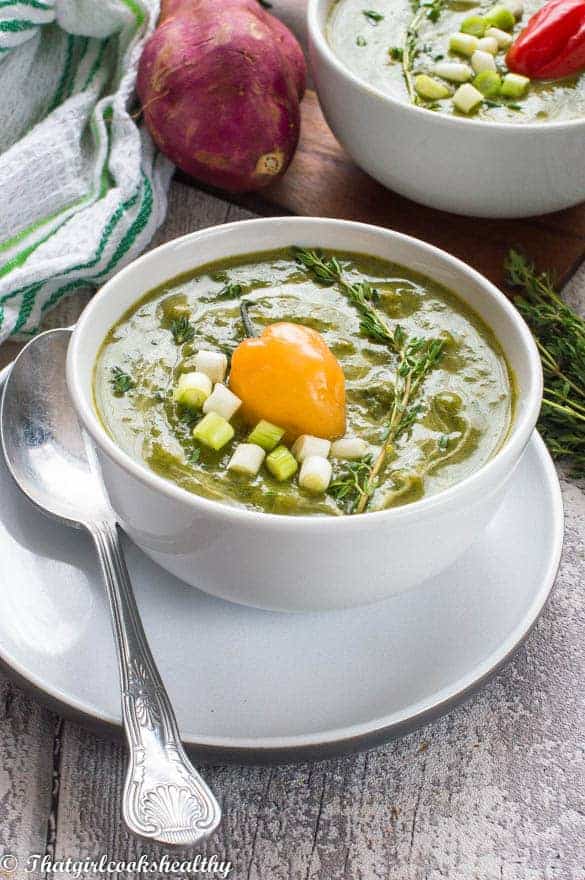 Caribbean callaloo soup (Vegan style) - That Girl Cooks Healthy