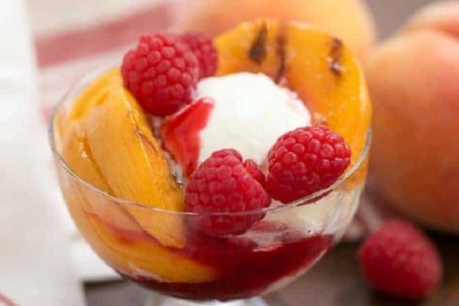 Grilled Peach Melba - That Skinny Chick Can Bake