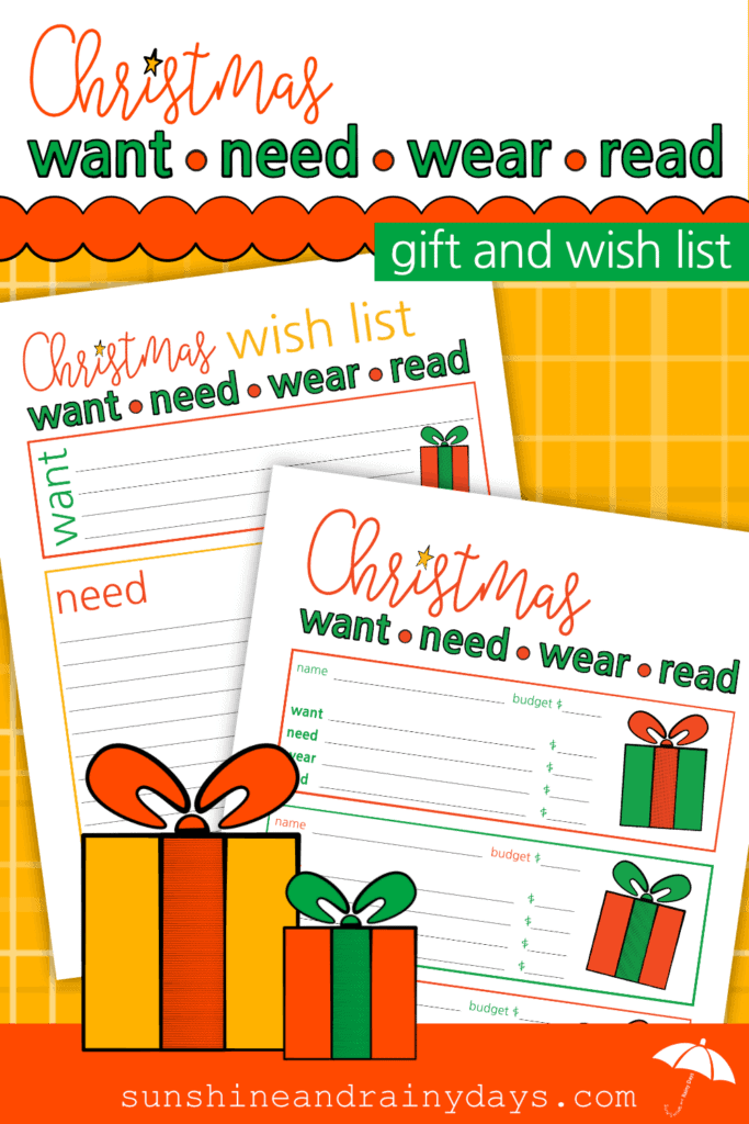 Christmas Want, Need, Wear, Read Gift and Wish List - Sunshine And ...