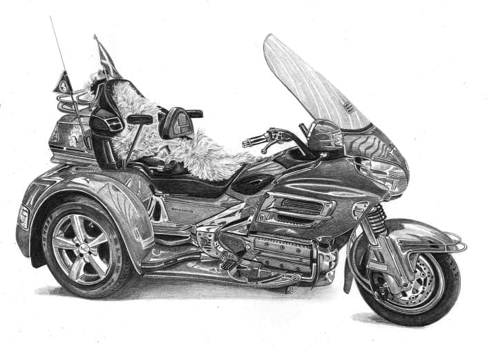 Motorbike Drawings by Angela of Pencil Sketch Portraits