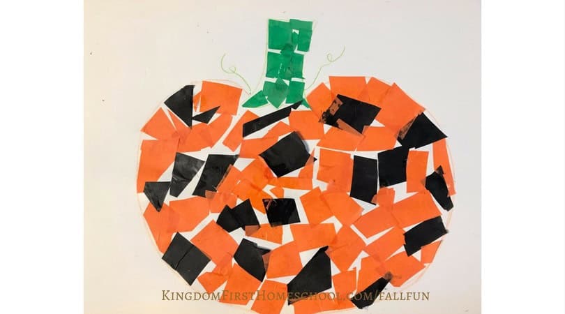 Mosaic Tissue Paper Pumpkin Craft for Kids - 2 Methods | Kingdom First ...
