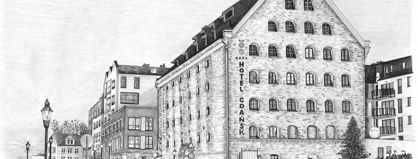 Pencil Drawing of Hotel Gdansk | Pencil Sketch Portraits