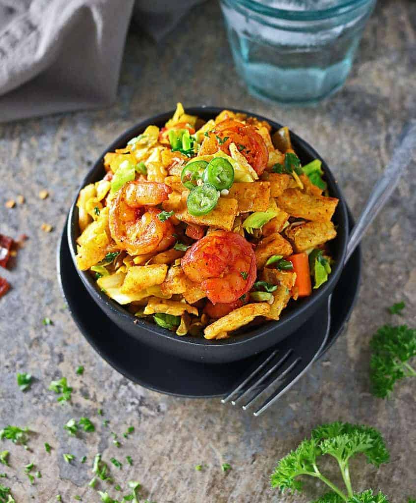 Easy Sri Lankan Shrimp Kothu Roti (Spicy Shrimp & Veggies w/Shredded ...