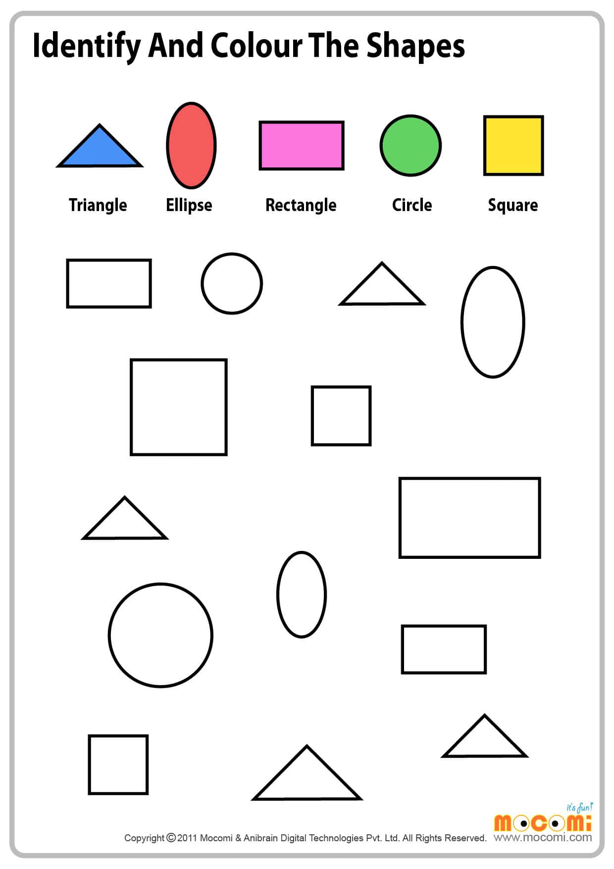 Colour Similar Shapes - 2 - Maths Worksheet for Kids | Mocomi