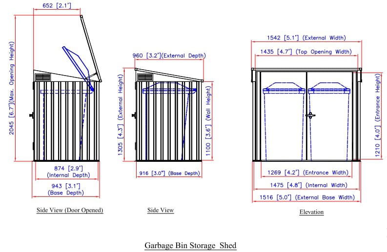 Metal Garbage/Recycle Bin Enclosure – Duramax