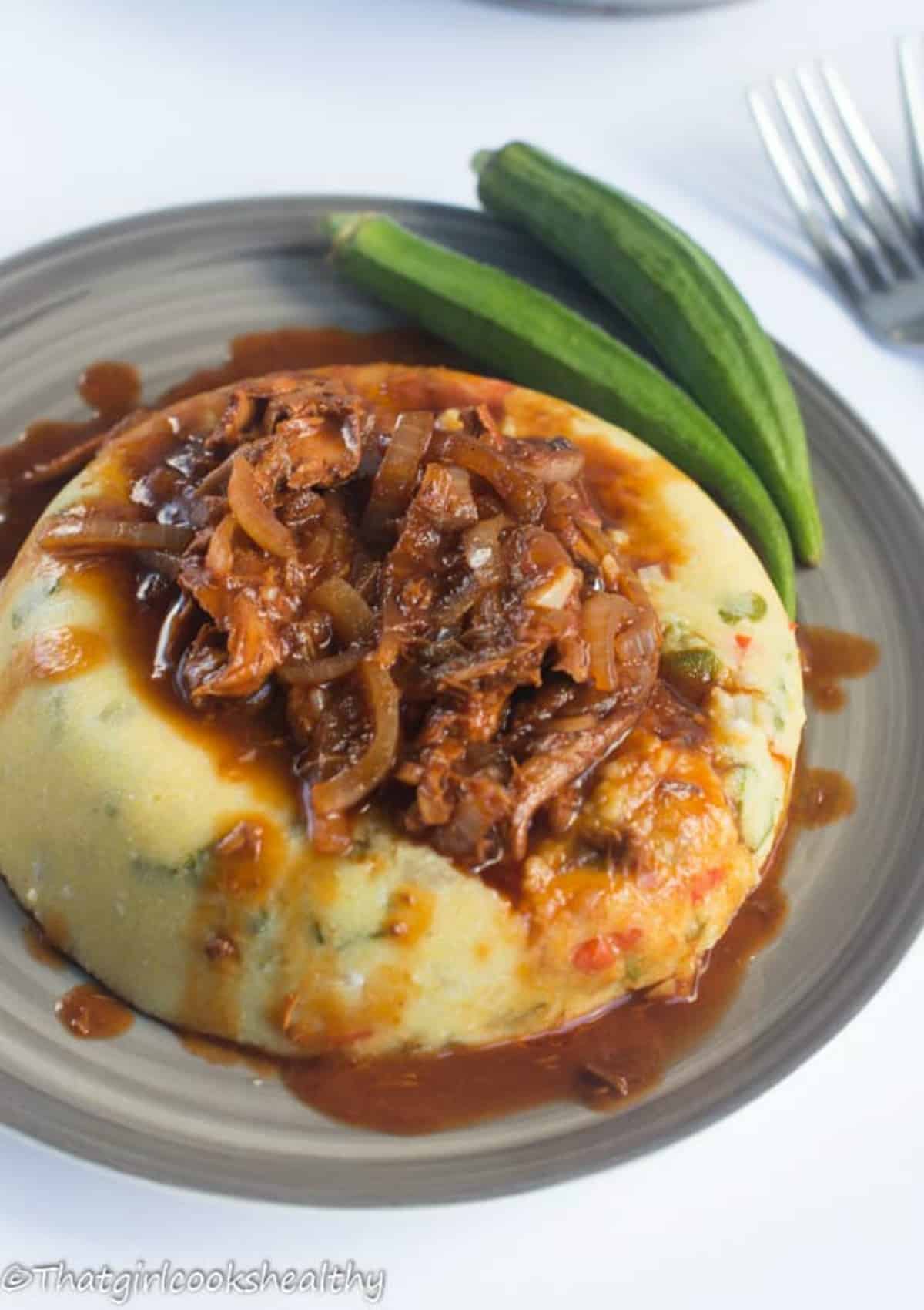 Cornmeal Cou Cou (Trinidadian Style) - That Girl Cooks Healthy