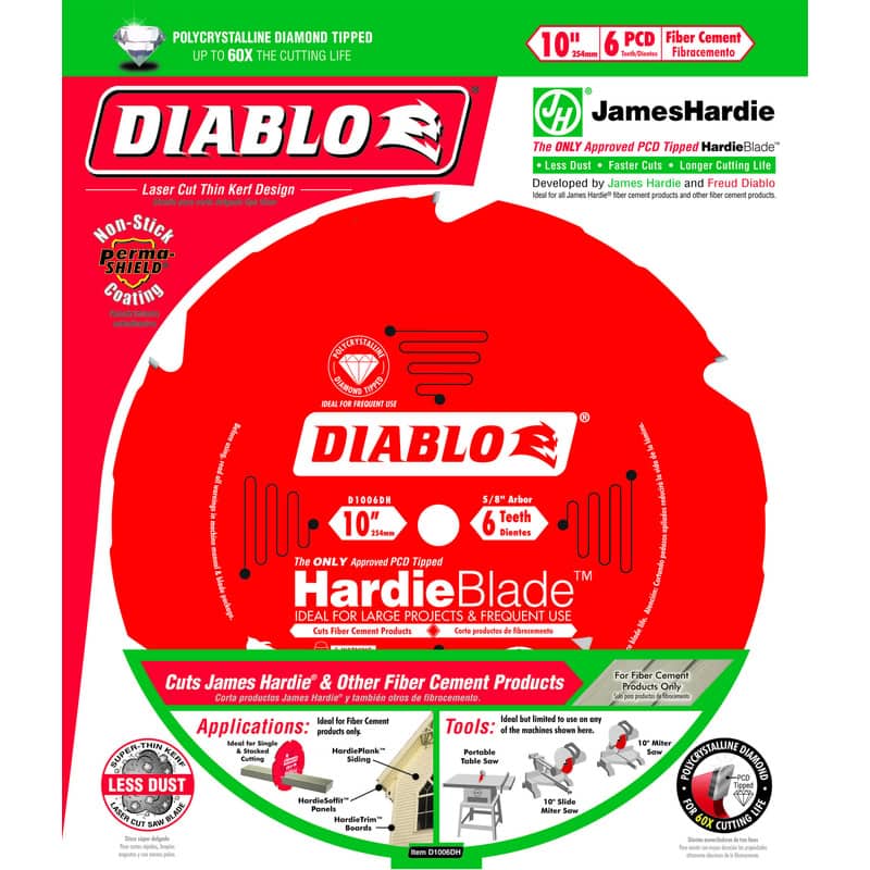 FREUD DIABLO FIBER CEMENT 10" 6T HARDI CIRC SAW BLADE D1006DH ...