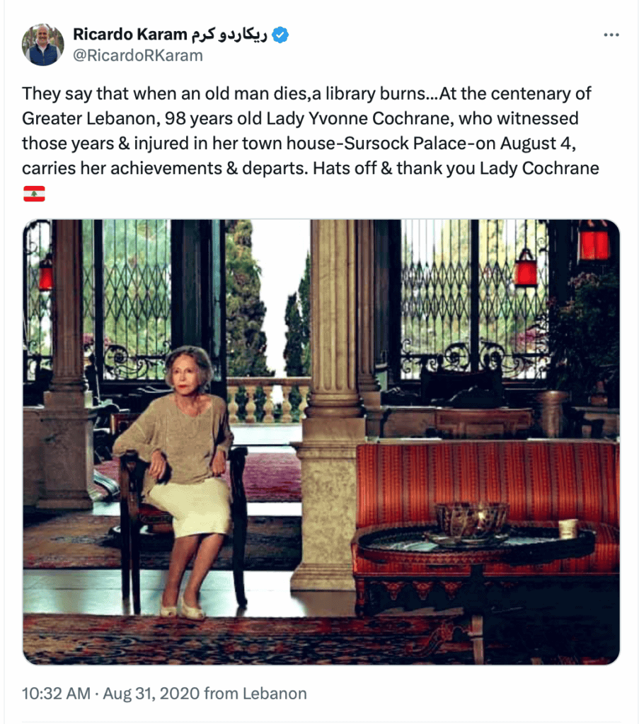 Yvonne Sursock Lady Cochrane