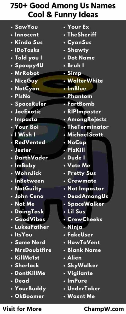 750+ Good Among Us Names That Are Cool And Funny