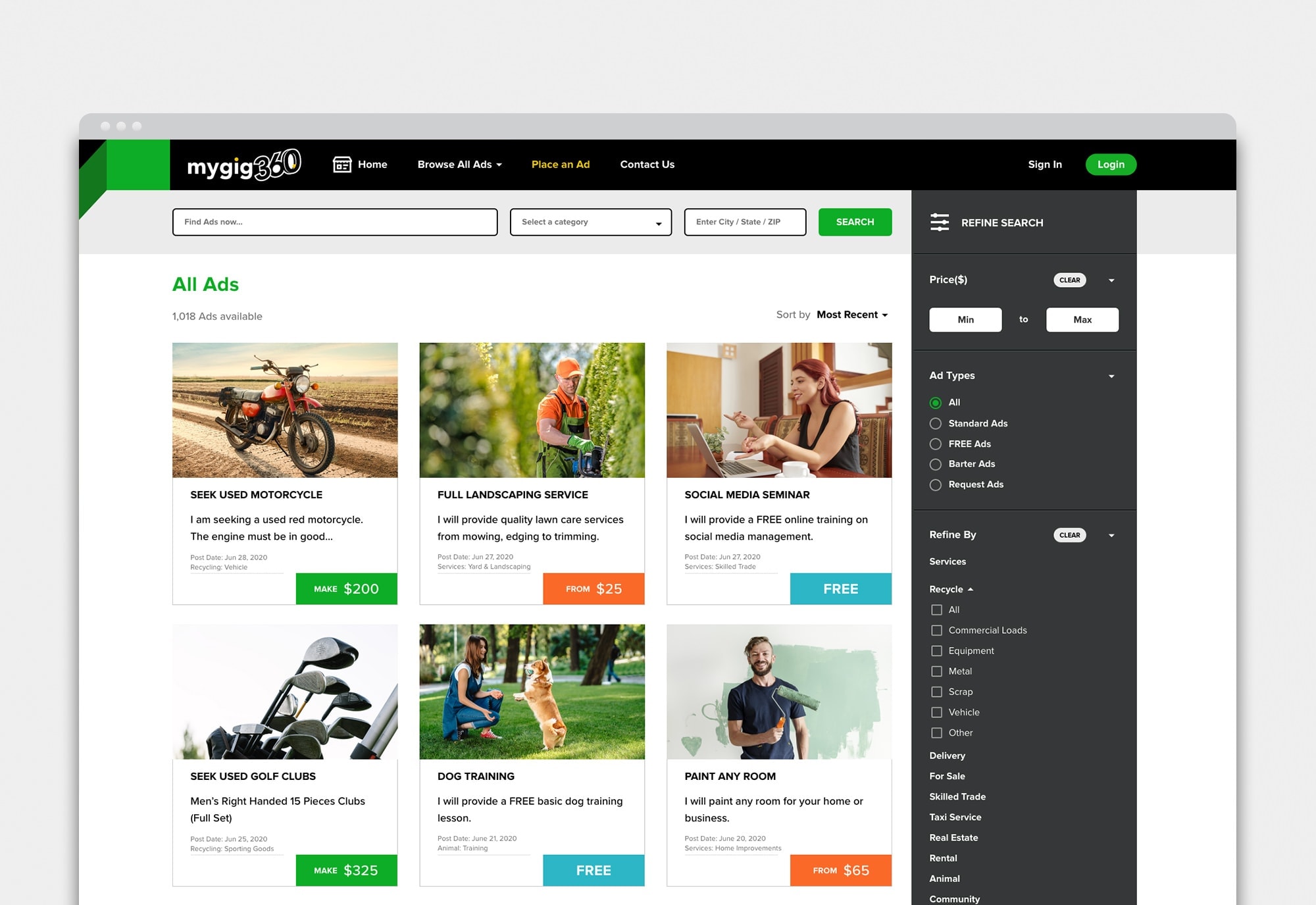 MyGig 360 UX/UI Development - Matcha Design