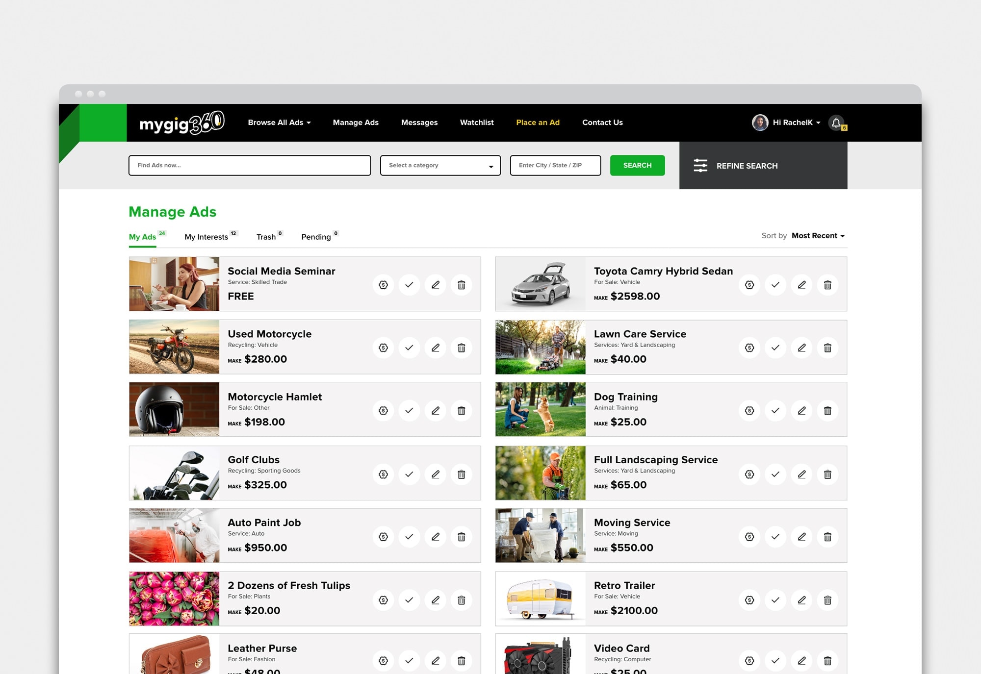 MyGig 360 UX/UI Development - Matcha Design