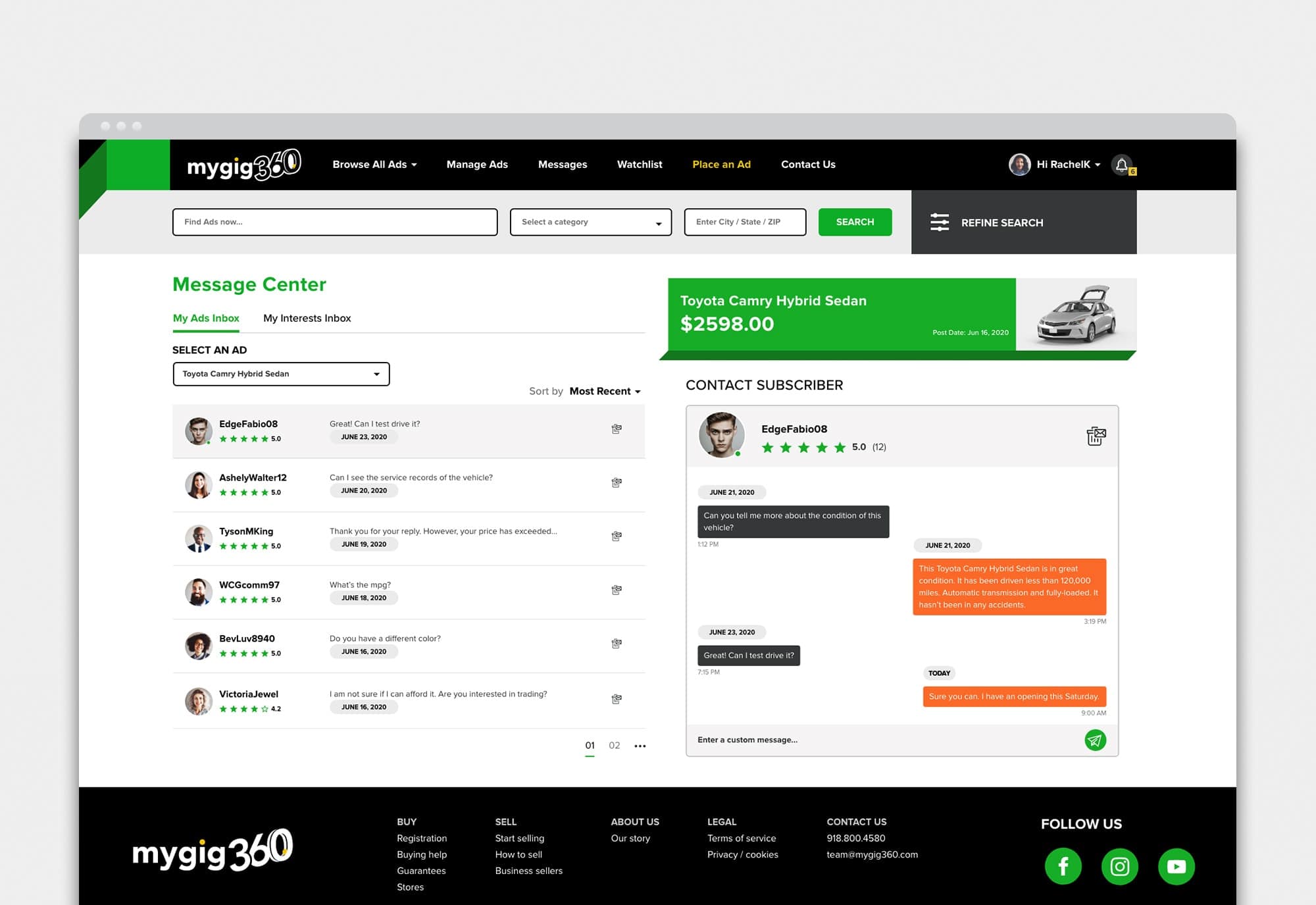 MyGig 360 UX/UI Development - Matcha Design