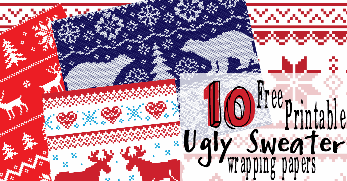 10 Free Printable Ugly Christmas Sweater Wrapping Papers