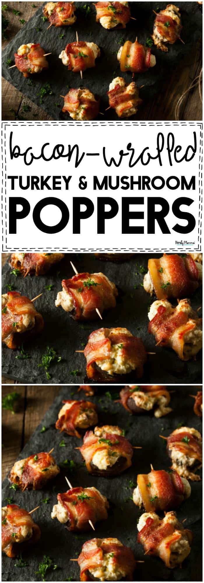 Bacon-Wrapped Turkey and Mushroom Poppers