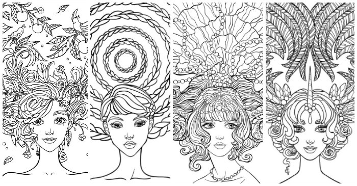 10 Crazy Hair Adult Coloring Pages - Nerdy Mamma