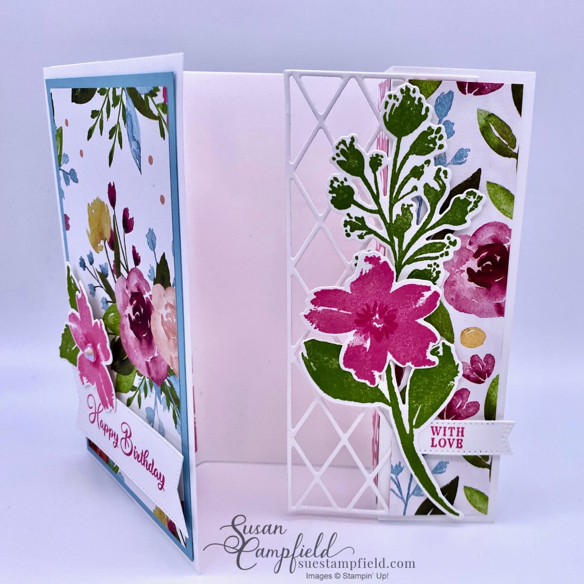 Vertical Freestanding Fun Fold Card Tutorial Bundle - Suestampfield