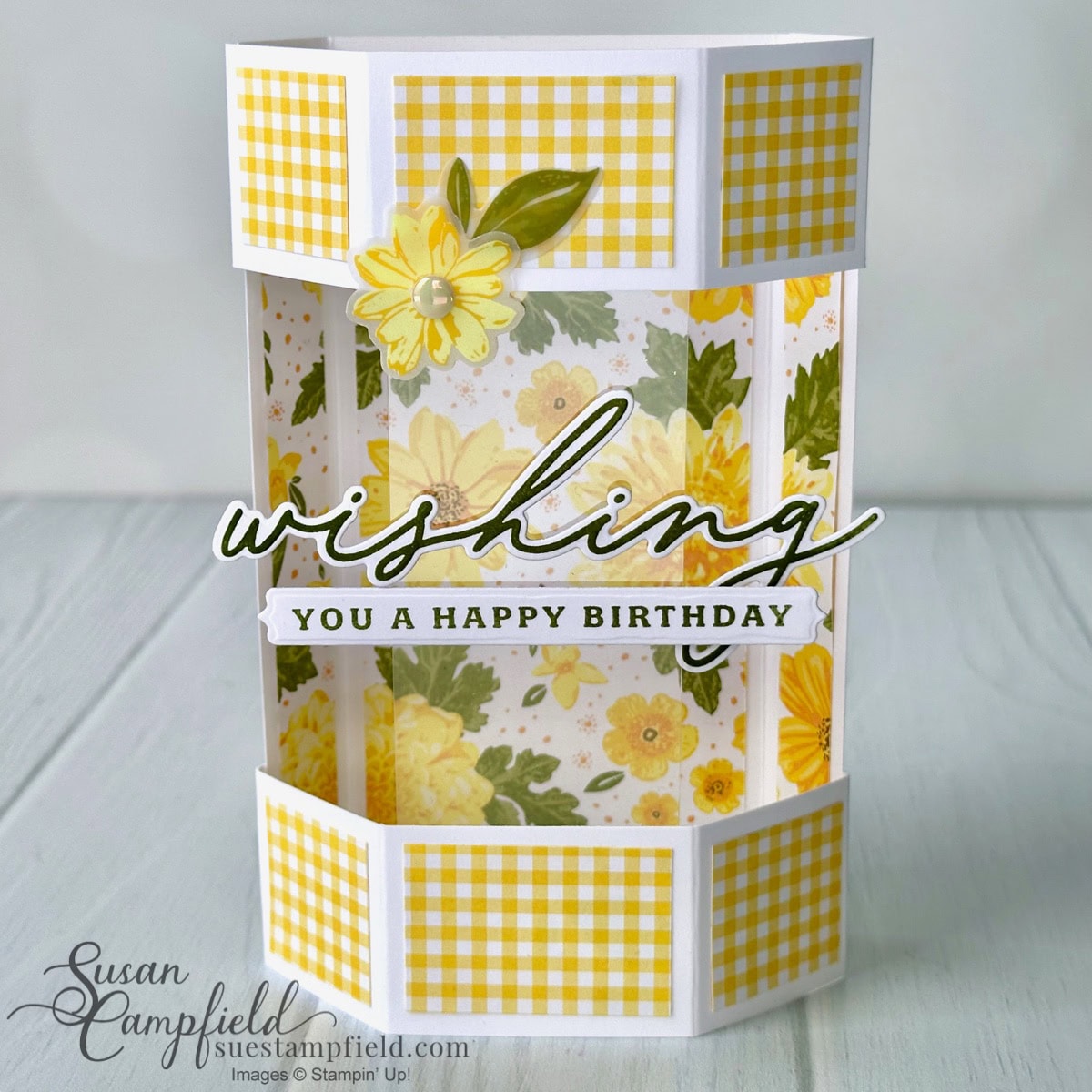 Floating Vertical Bandstand Pop Up Card Tutorial - Suestampfield