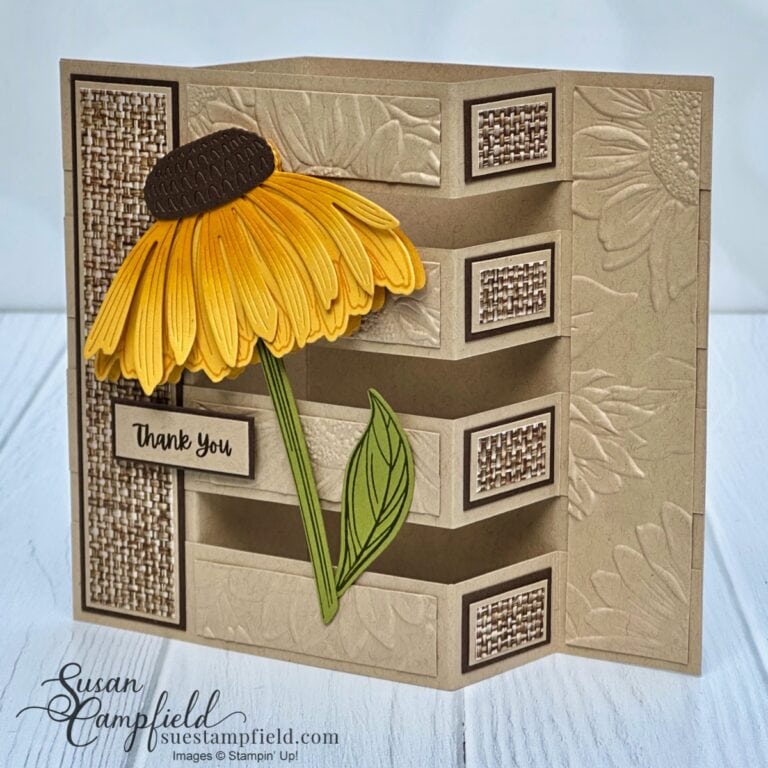 New Fun Fold! Quadruple Z Fold Cards Tutorial | June Crafternoon 2025! - Suestampfield